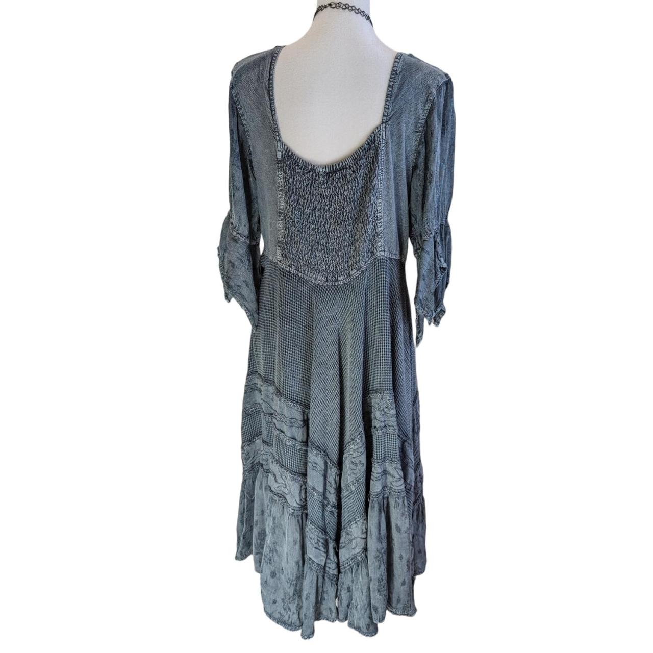 Distressed Gray Boho Midi Dress Item Description -... - Depop