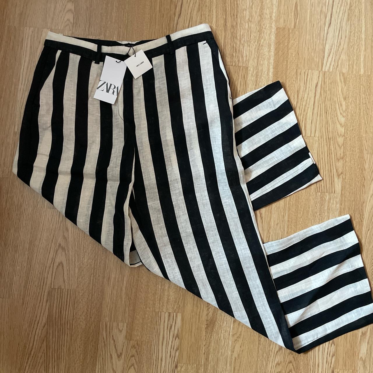 ZARA STRIPE LINEN TROUSERS BRAND NEW WITH TAGS... - Depop