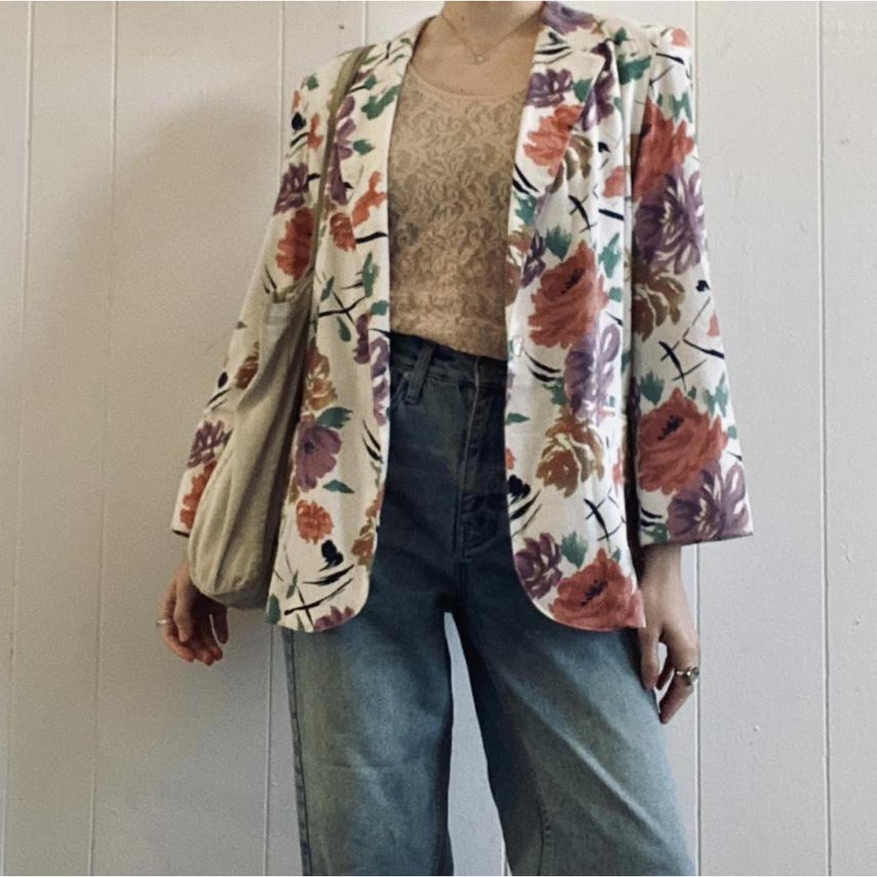 Vintage 80s oversized boho floral abstract patterned... - Depop