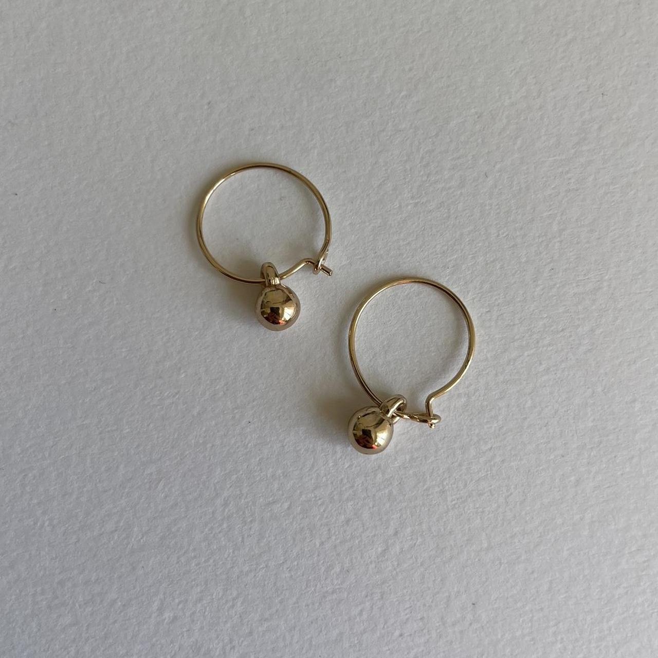 little gold hoops with a ball charm handmade by me:) - Depop