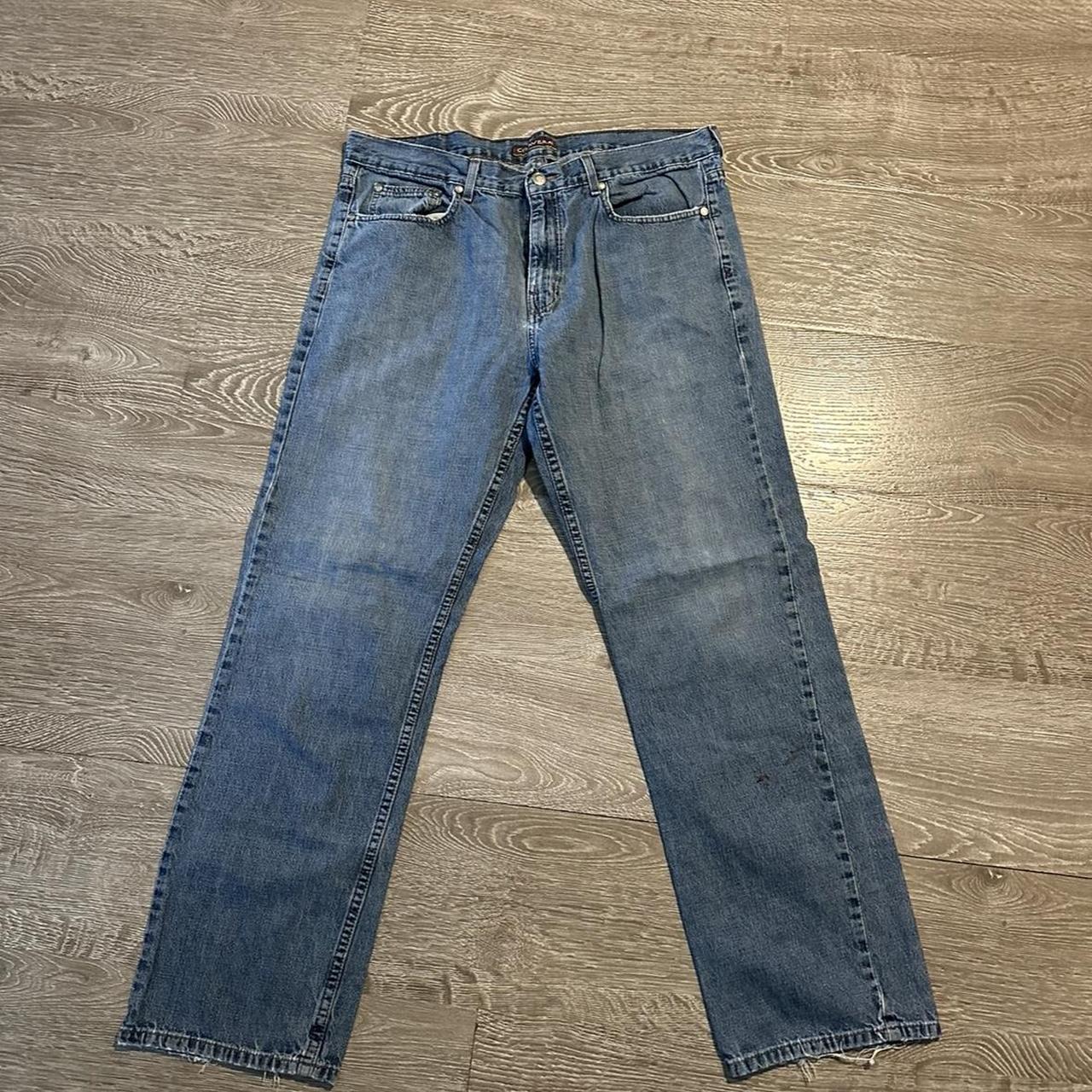 baggy low rise denim jeans size:measurements... - Depop
