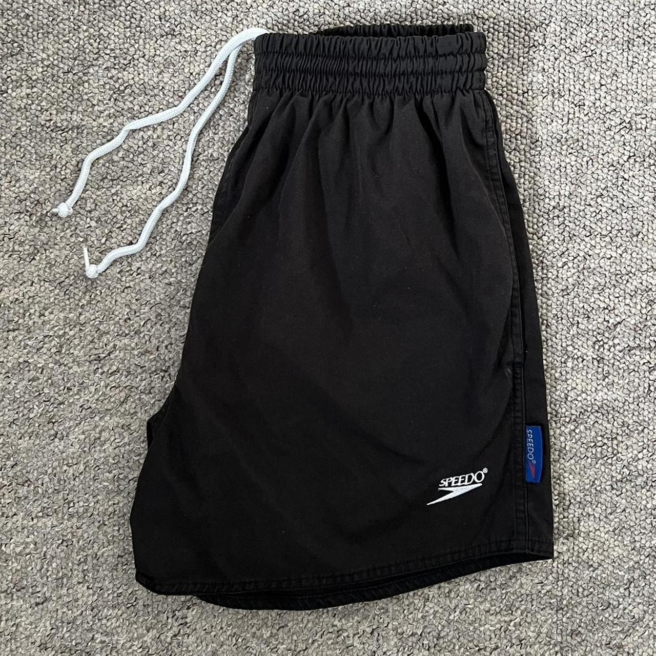 Vintage Speedo shorts swimming trunks Black size... - Depop