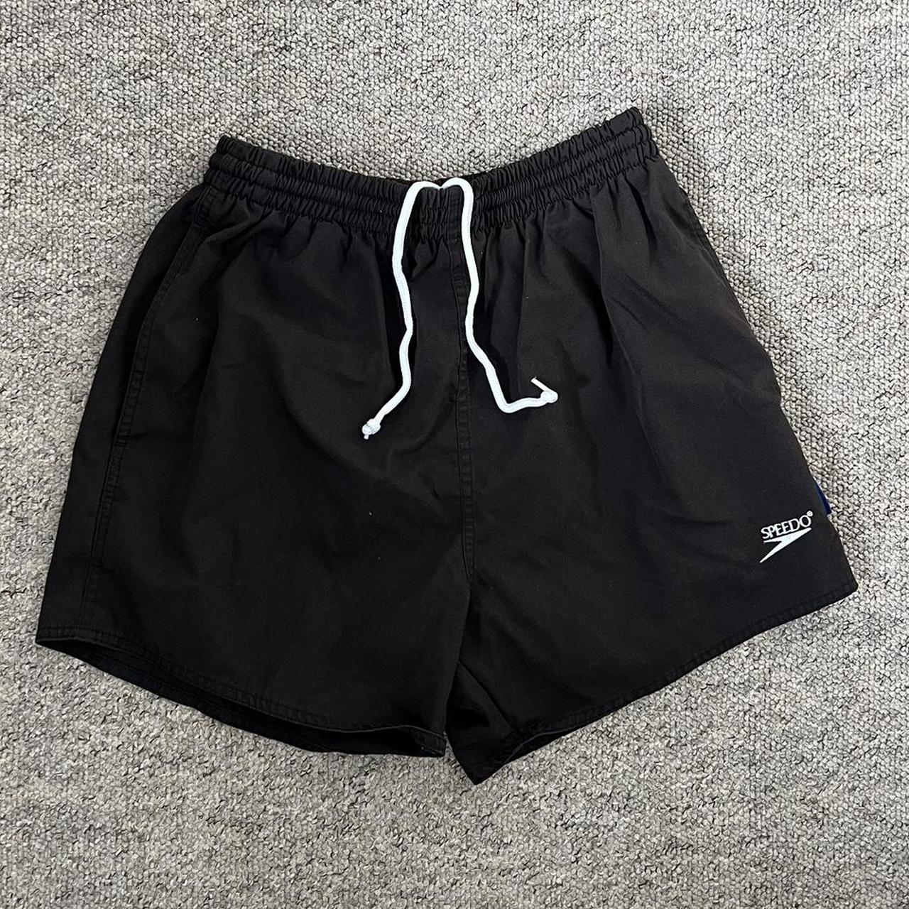 Vintage Speedo shorts swimming trunks Black size... - Depop