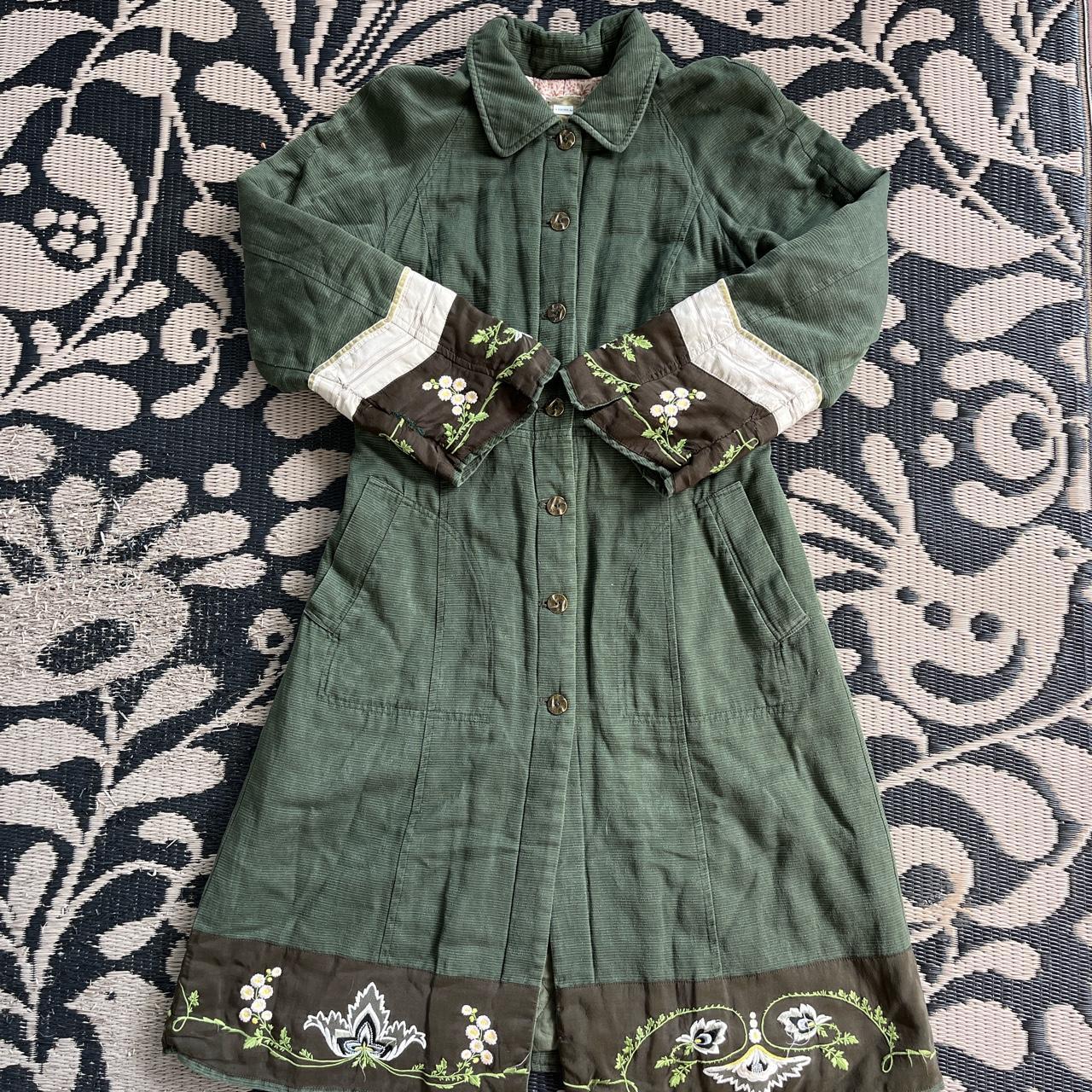 Noa Noa embroidered coat. Forest green cotton and... - Depop