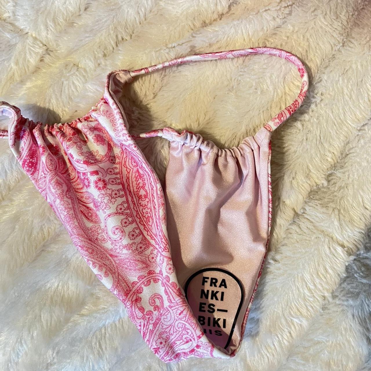 Frankies Bikinis Womens Pink And White Bikini And Tankini Bottoms Depop
