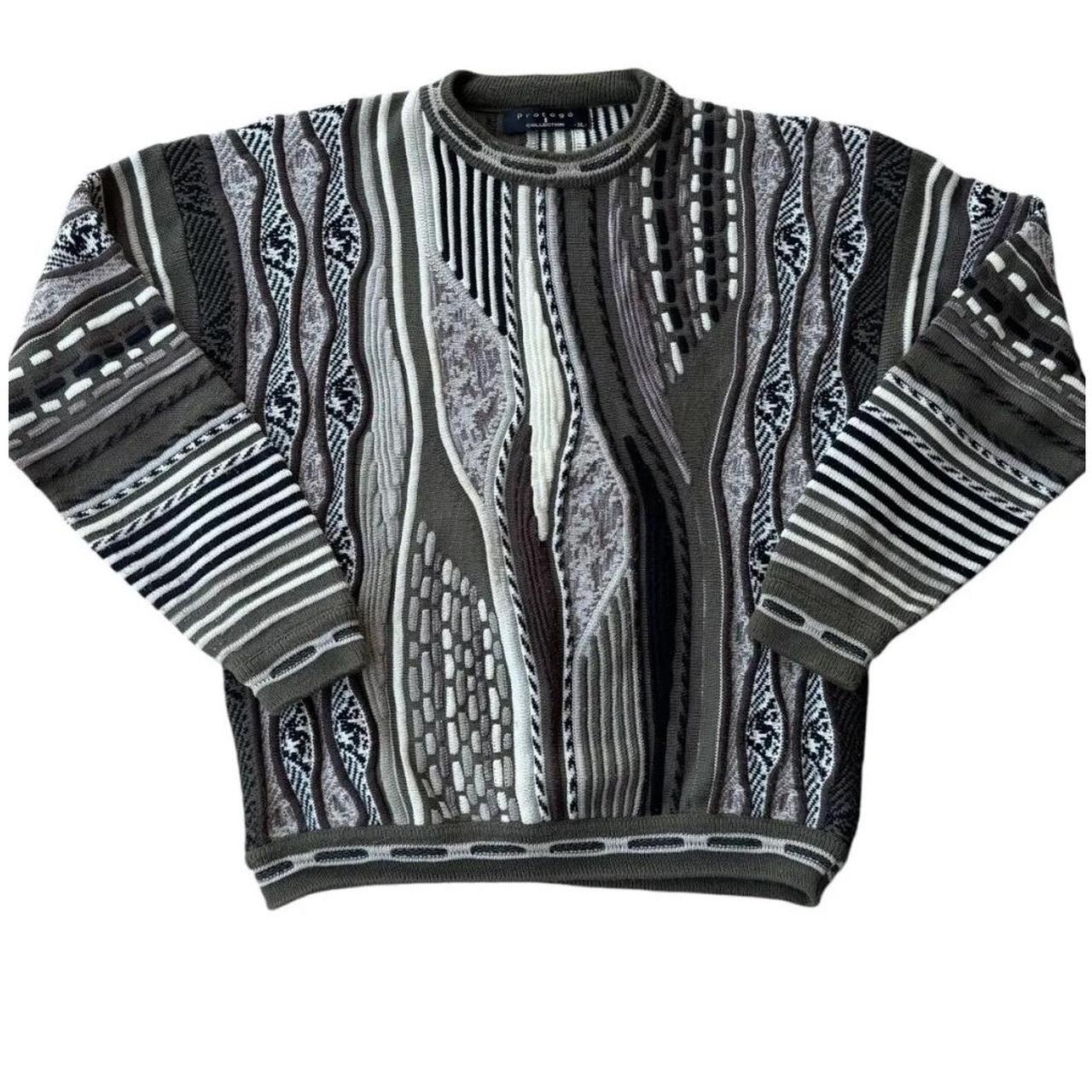 Coogi-inspired grey and black knit sweater knitwear.... - Depop