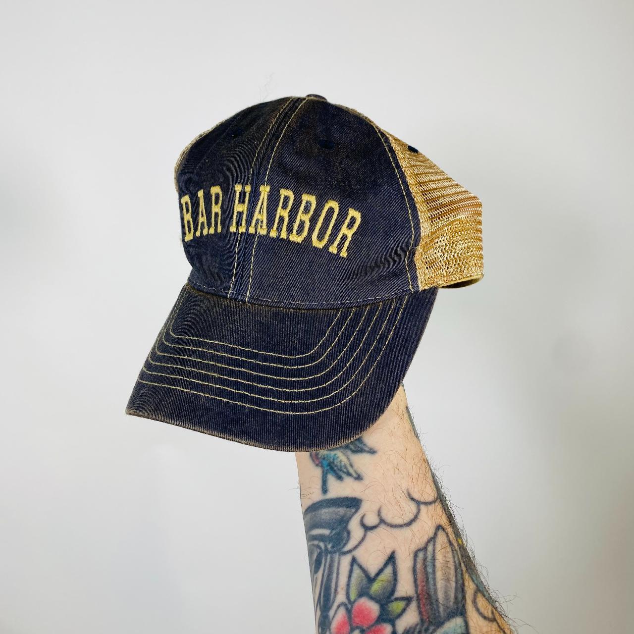 Vintage 90s USA Bar Harbor Embroidered Trucker Hat... - Depop