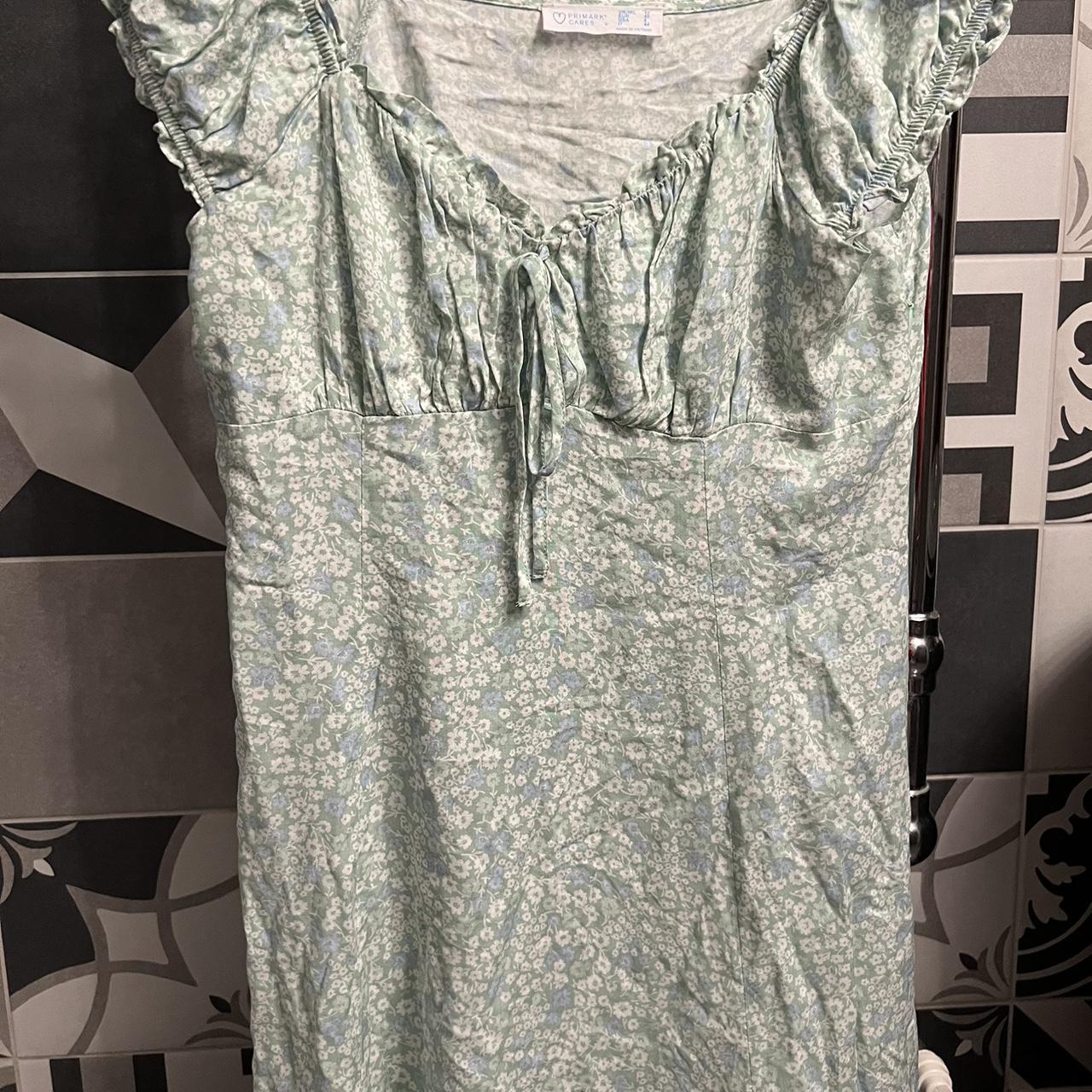 Primark Cute Green And Blue Floral Print Mini Summer... - Depop