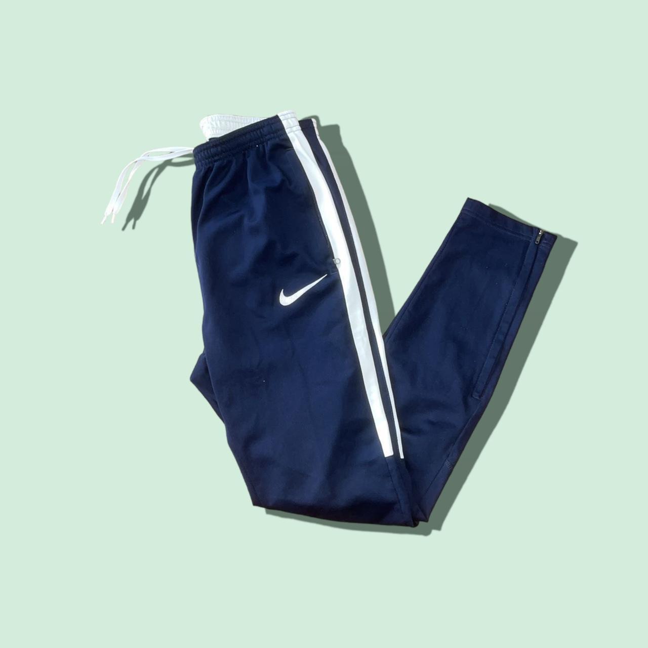 Nike dry fit tracksuit pants navy & white Perfect... - Depop