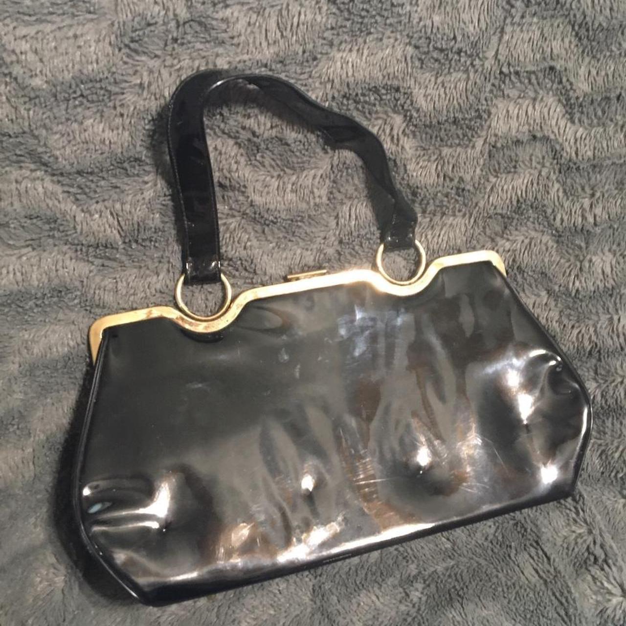 Vintage Ingber handbag! Gorgeous black patent with... | Depop
