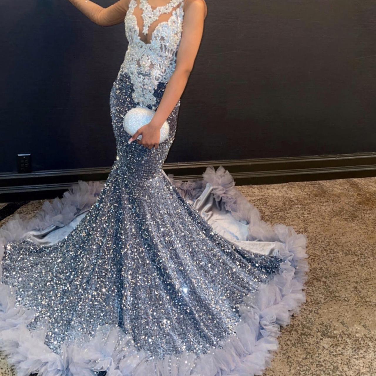 prom dress custom made/wore once fit size... - Depop