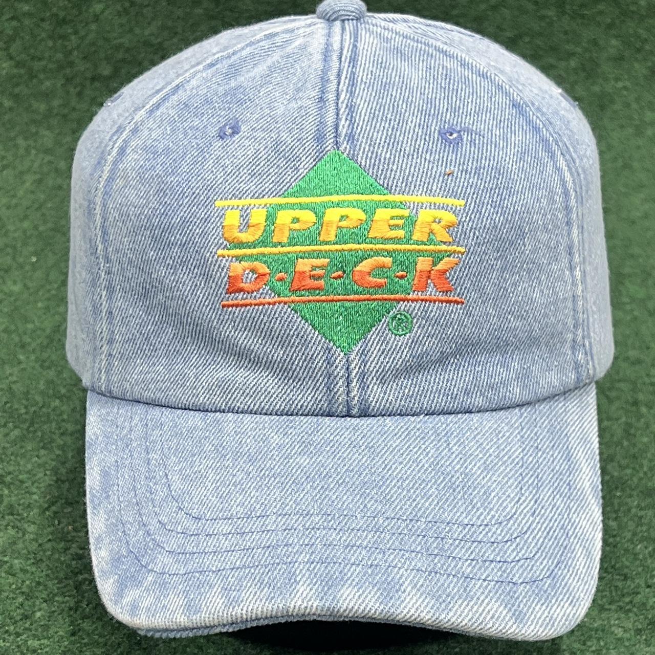 Vintage 90s Upper Deck Denim Strapback... - Depop