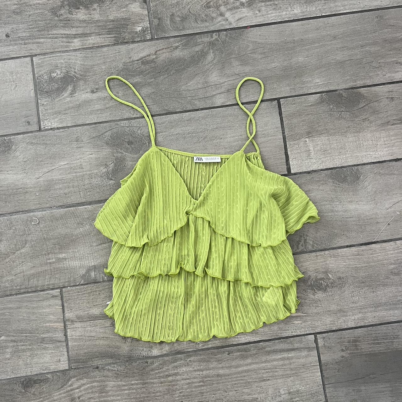 Zara green ruffle top super old collection - Depop