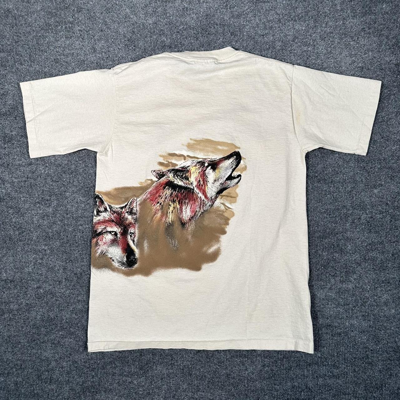 vintage alaska wolf tee wildlife animal wrap around... - Depop
