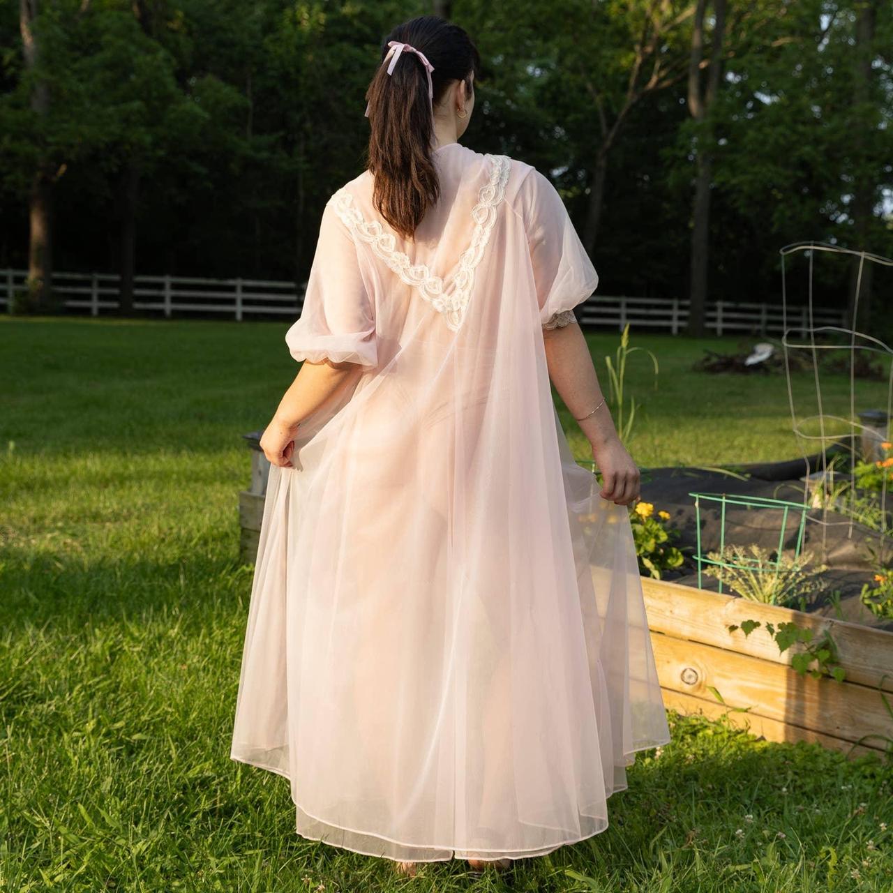 60s Lingerie Nightgown & Robe | Medium | VTG... - Depop