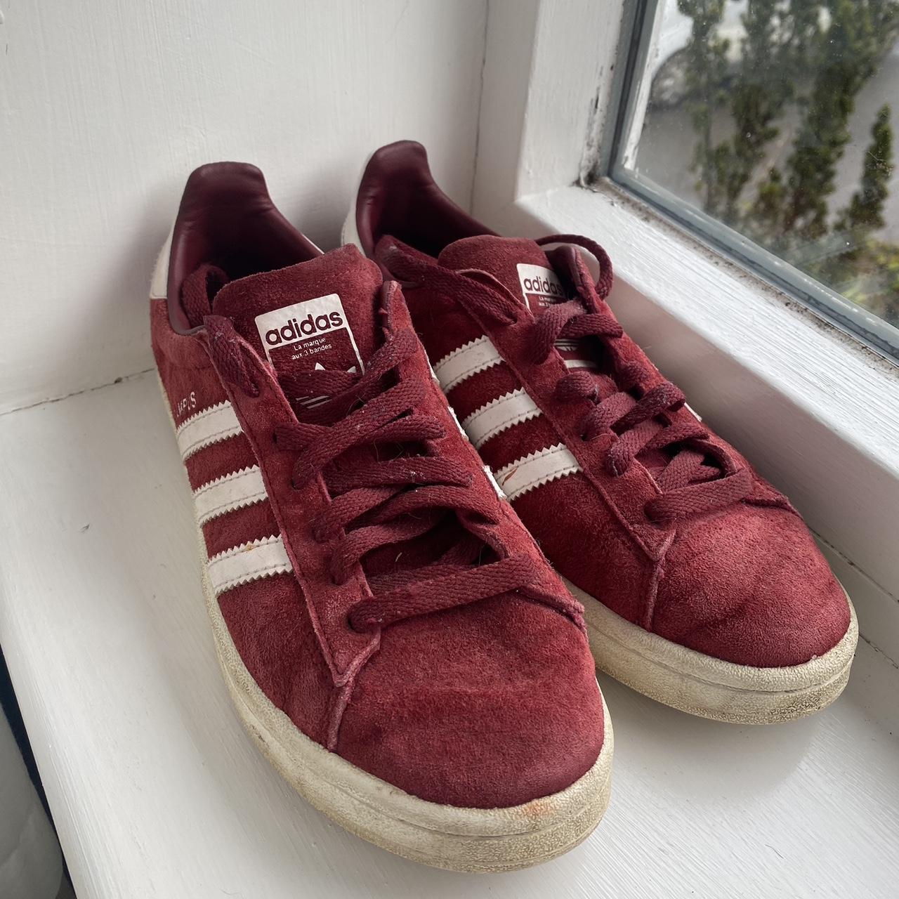 Adidas campus red and white #adidas #skate... - Depop