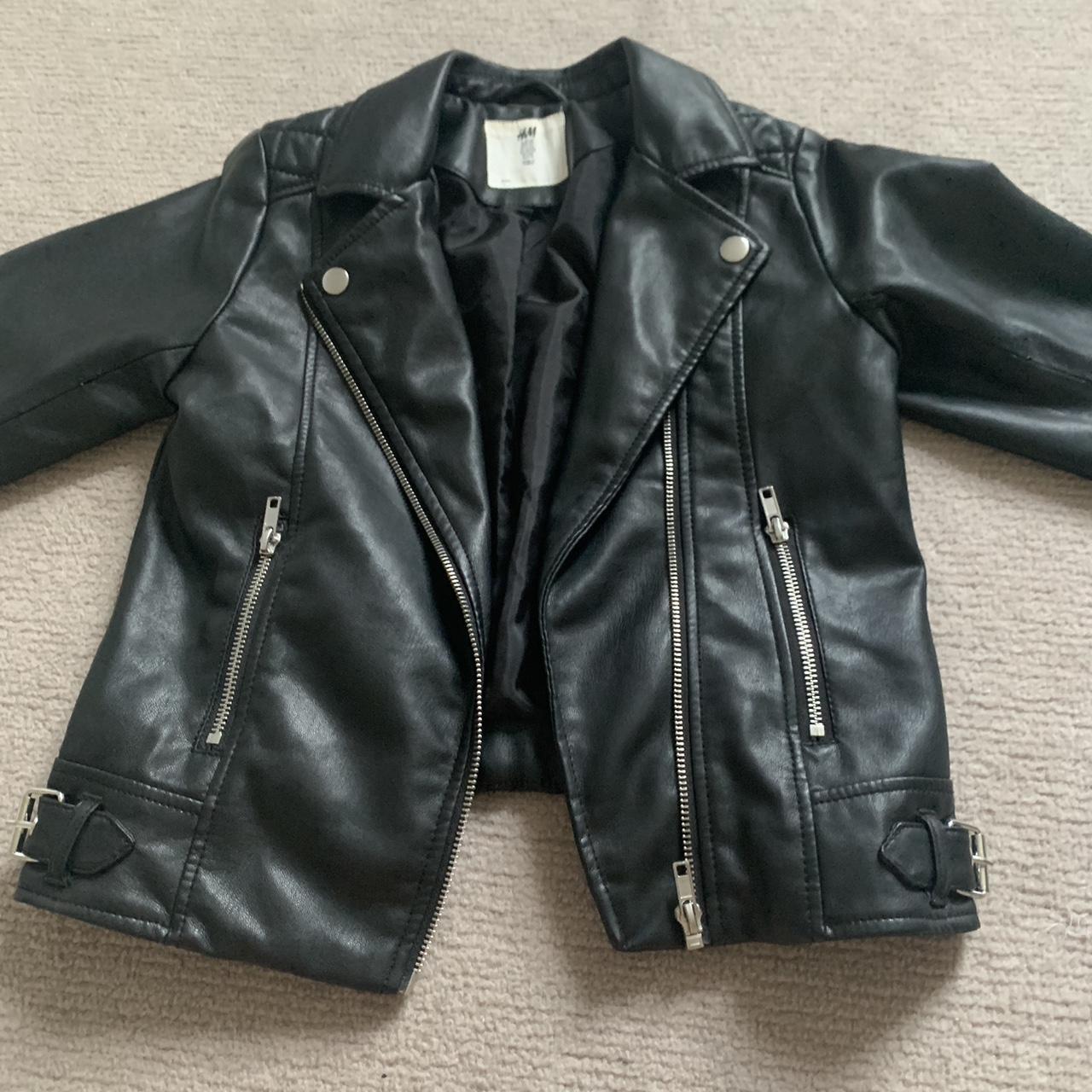 h&m leather jacket // kids // really cute... - Depop