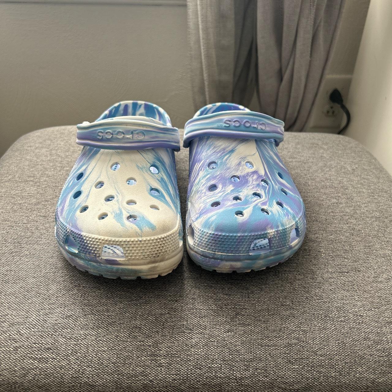Blue designed crocs ⭐️ #blue #crocs - Depop