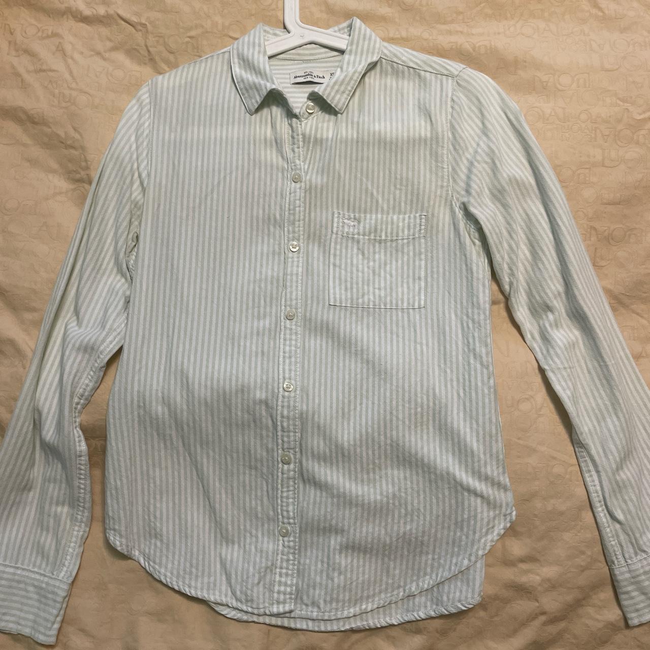 Abercrombie & Fitch Women's White and Green Polo-shirts | Depop