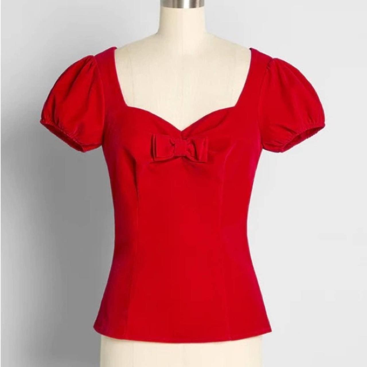 Modcloth x collectif red velvet bow gorgeously gift... - Depop