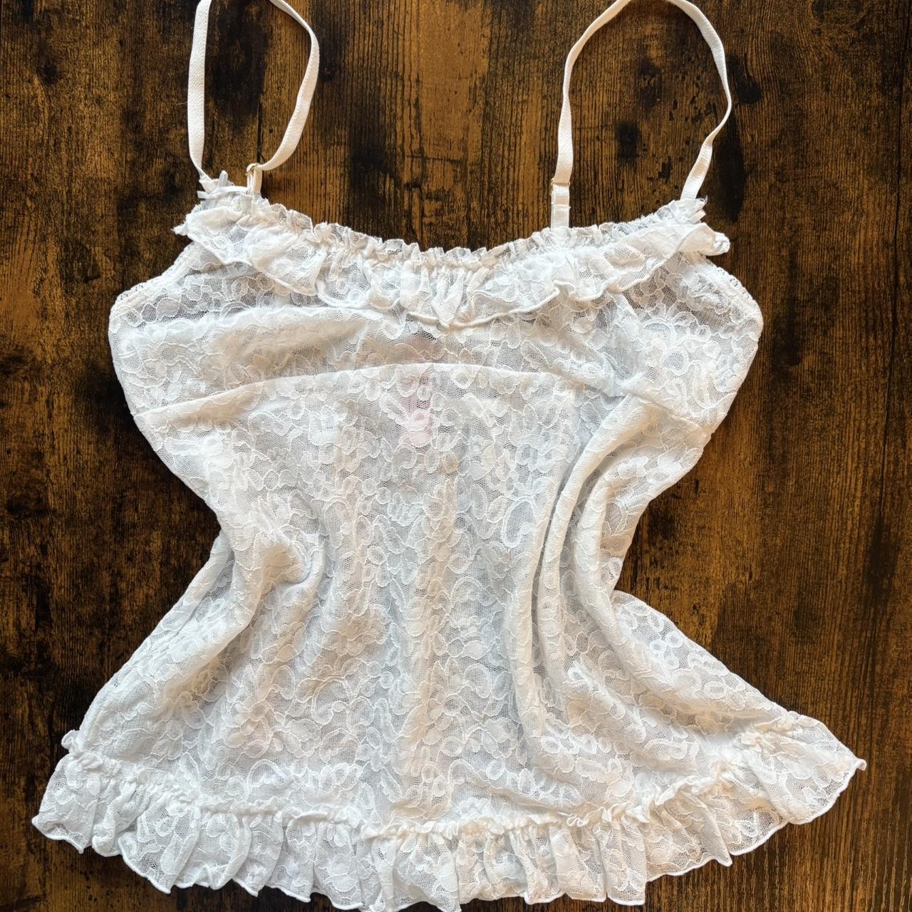 Vintage Victoria’s Secret y2k lace top with ruffle... - Depop