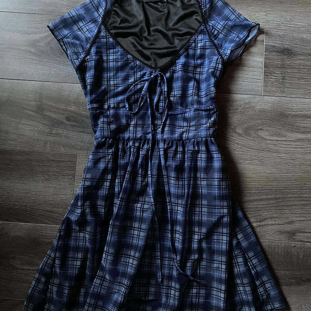 cider blue plaid dress! wore on once on halloween... - Depop