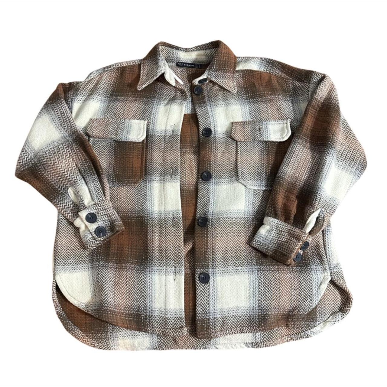 Neutral Tone Flannel Shacket - Depop