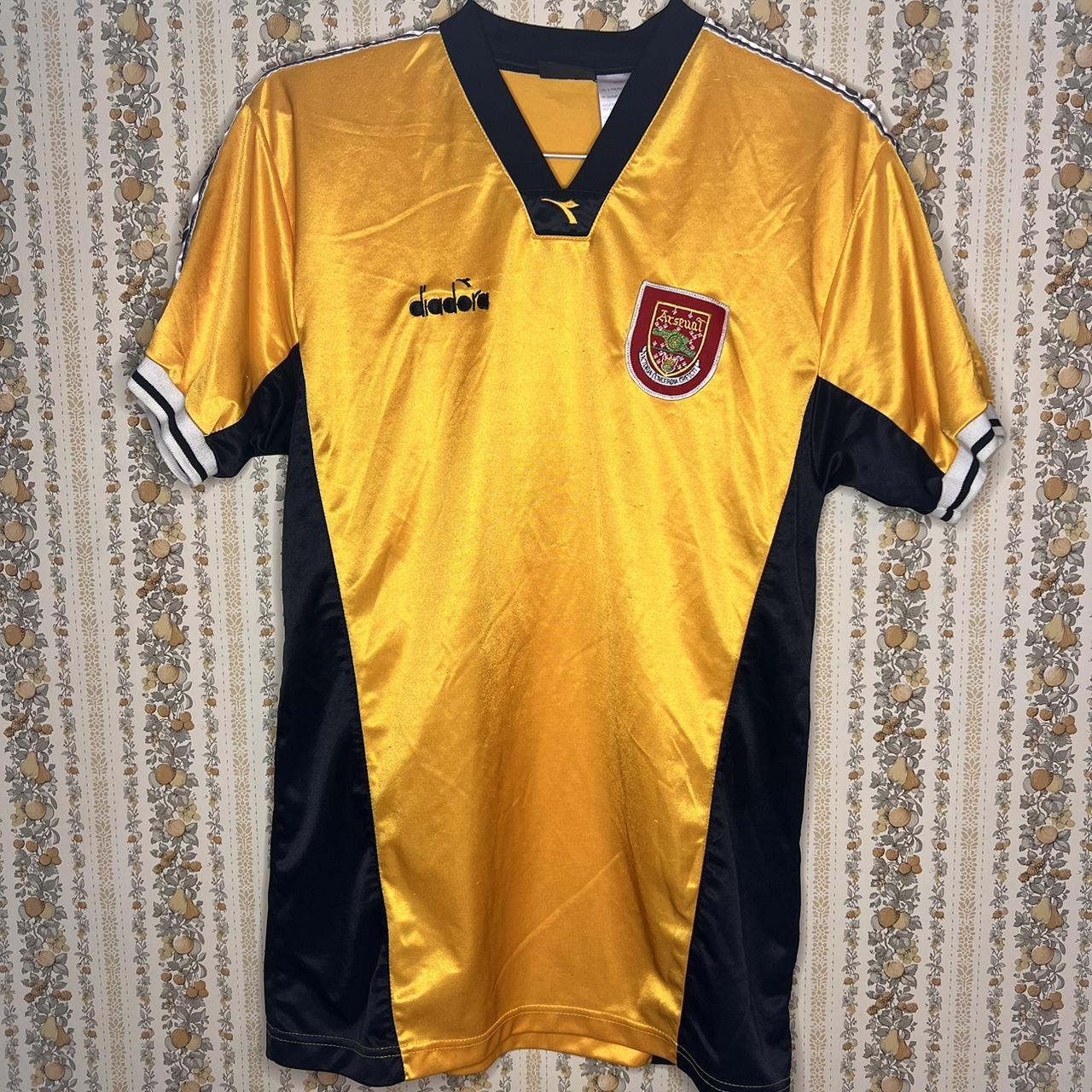 Vintage Arsenal Diadora Soccer Jersey, slight... - Depop
