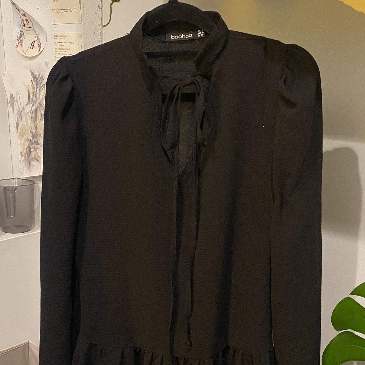 mid length boohoo black dress