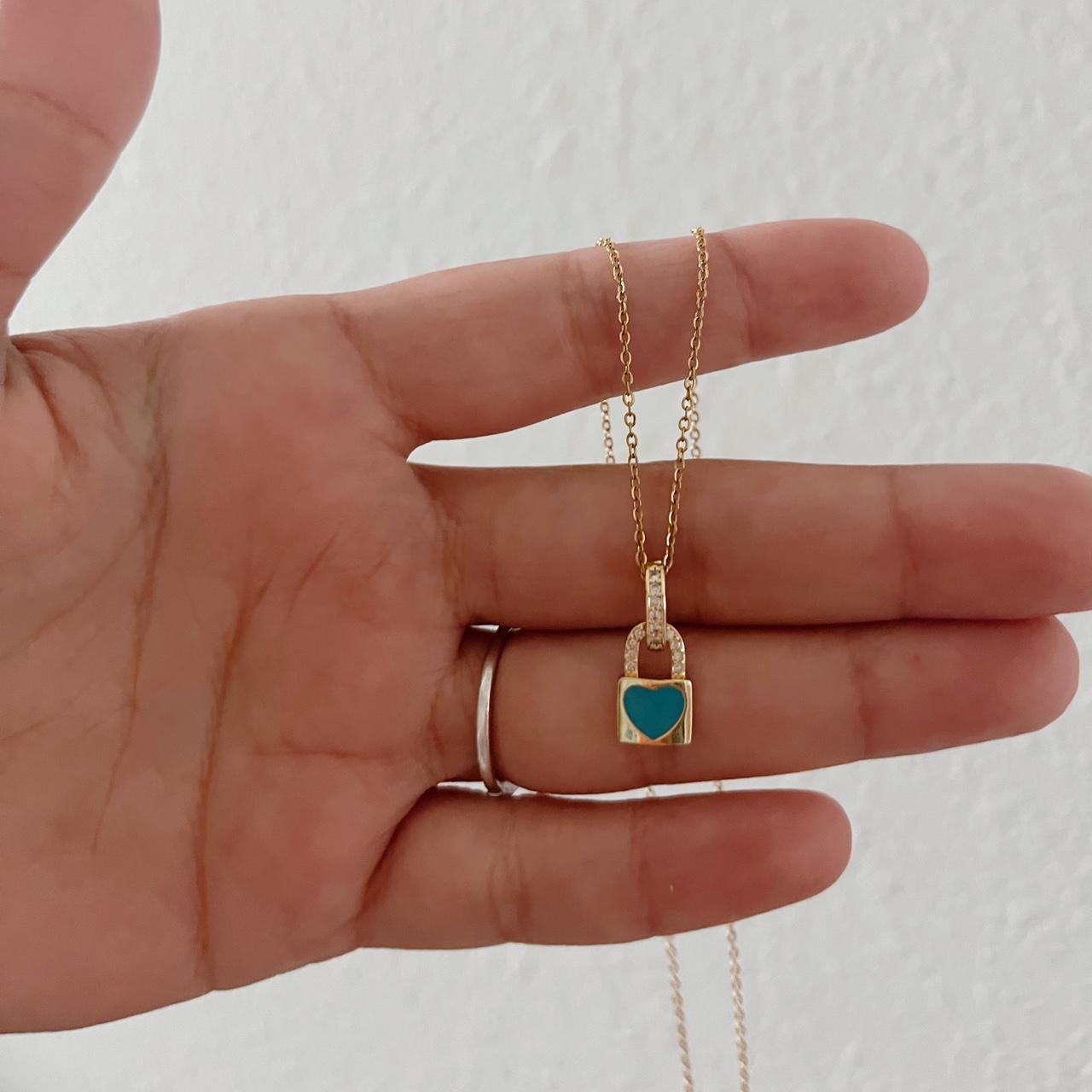 Stainless steel blue heart locket necklace 🐚only... - Depop