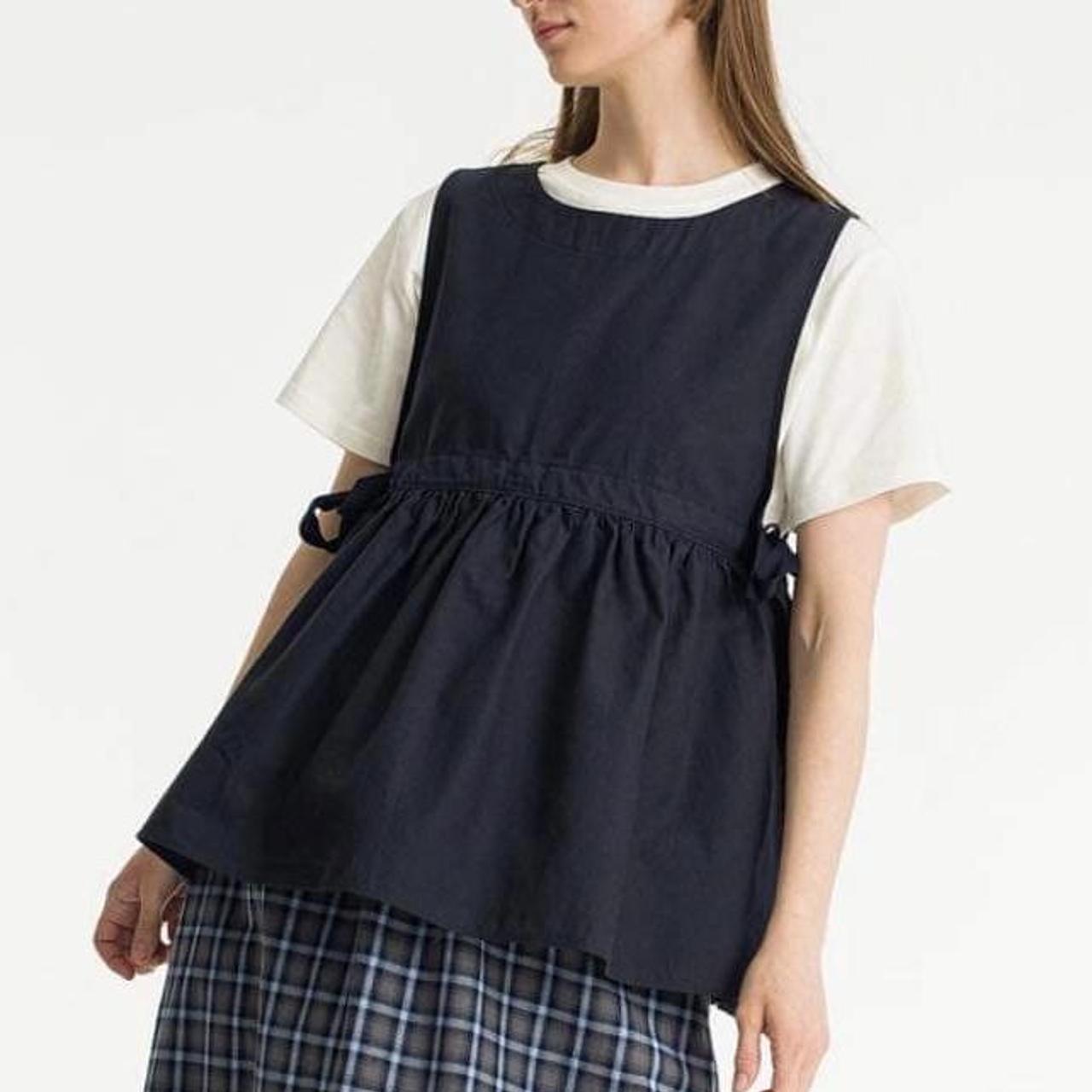 Olive clothing faye ribbon vest navy - Depop