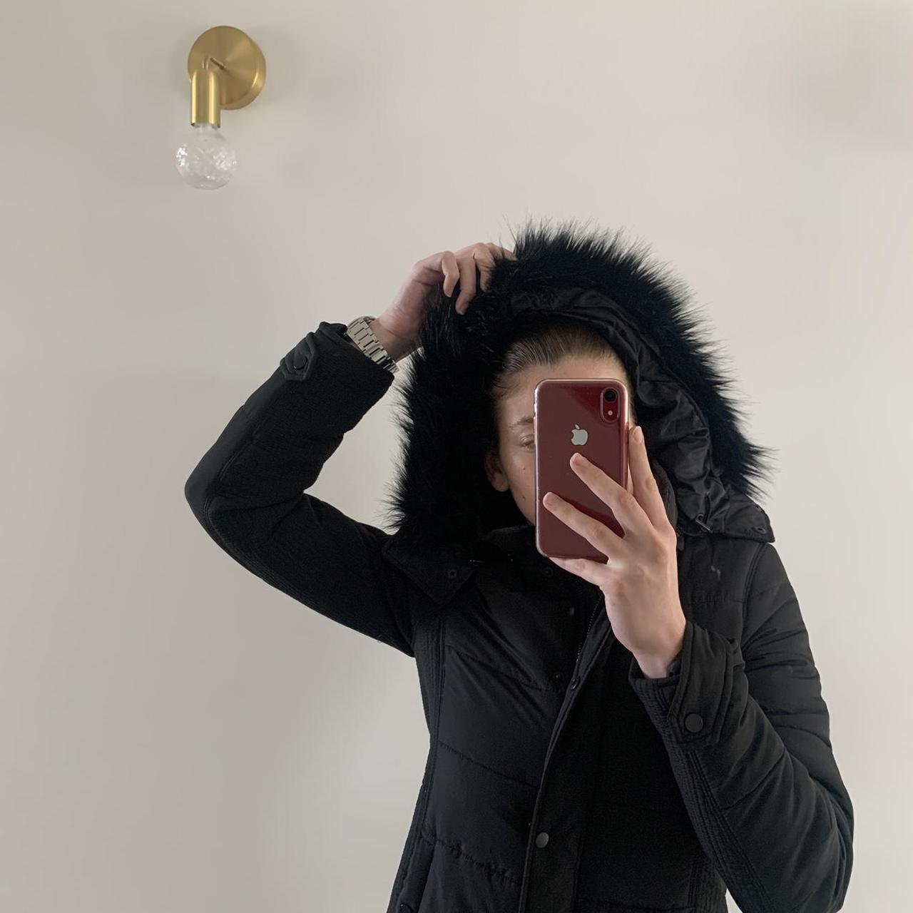 Witchery black puffer jacket with removable... - Depop