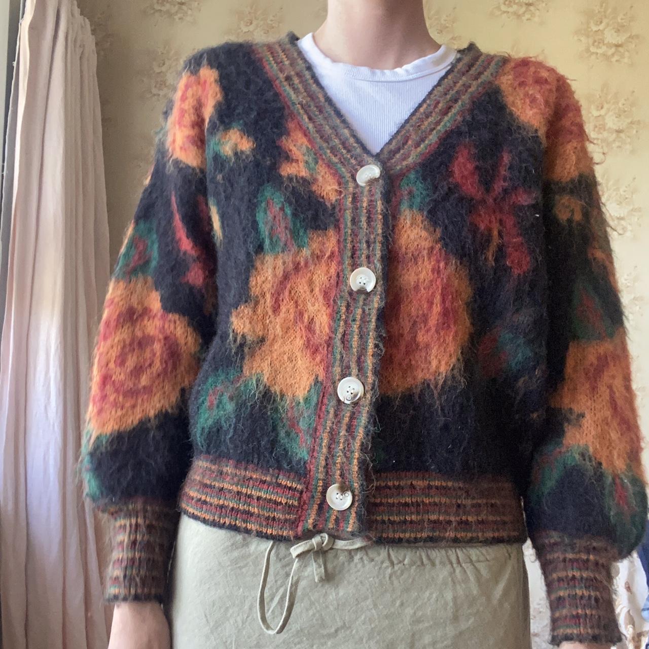 Gorgeous floral cardigan Fabric is very fuzzy but... - Depop