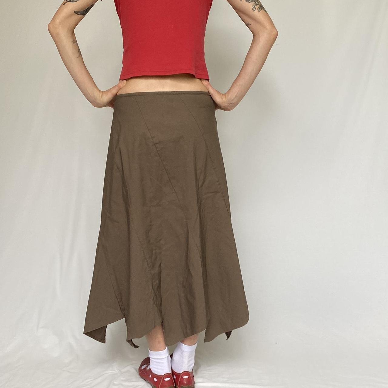 uber kool brown vintage maxi skirt with zig zag hem,... - Depop