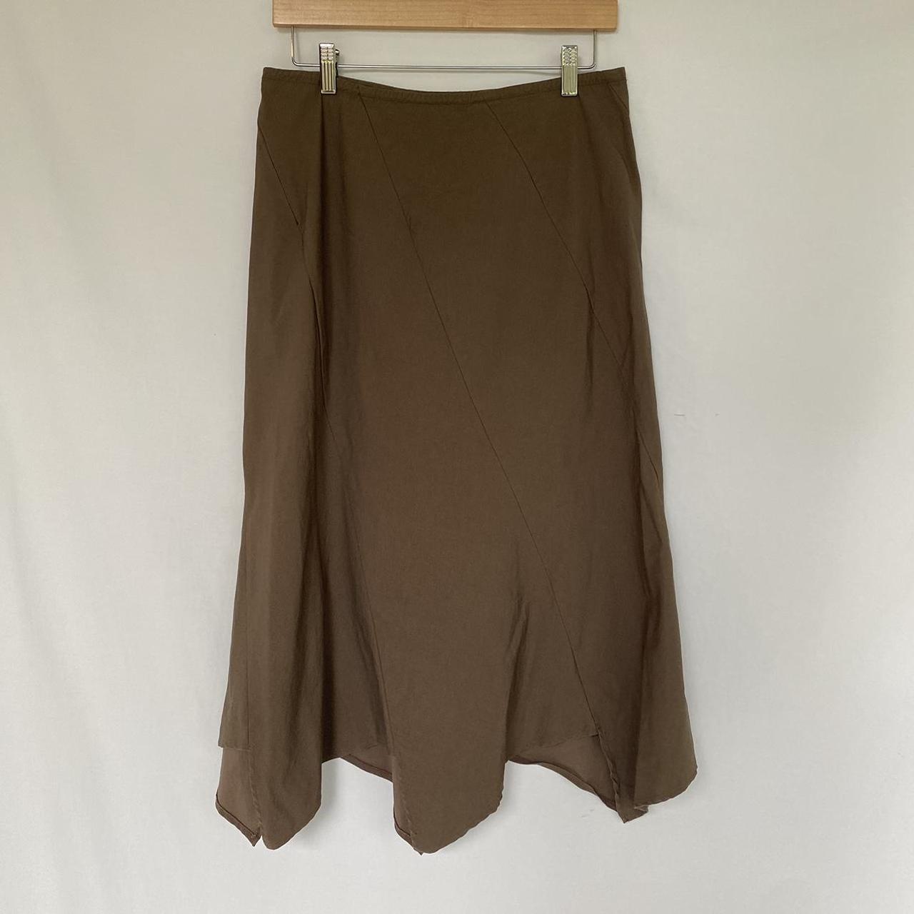 uber kool brown vintage maxi skirt with zig zag hem,... - Depop