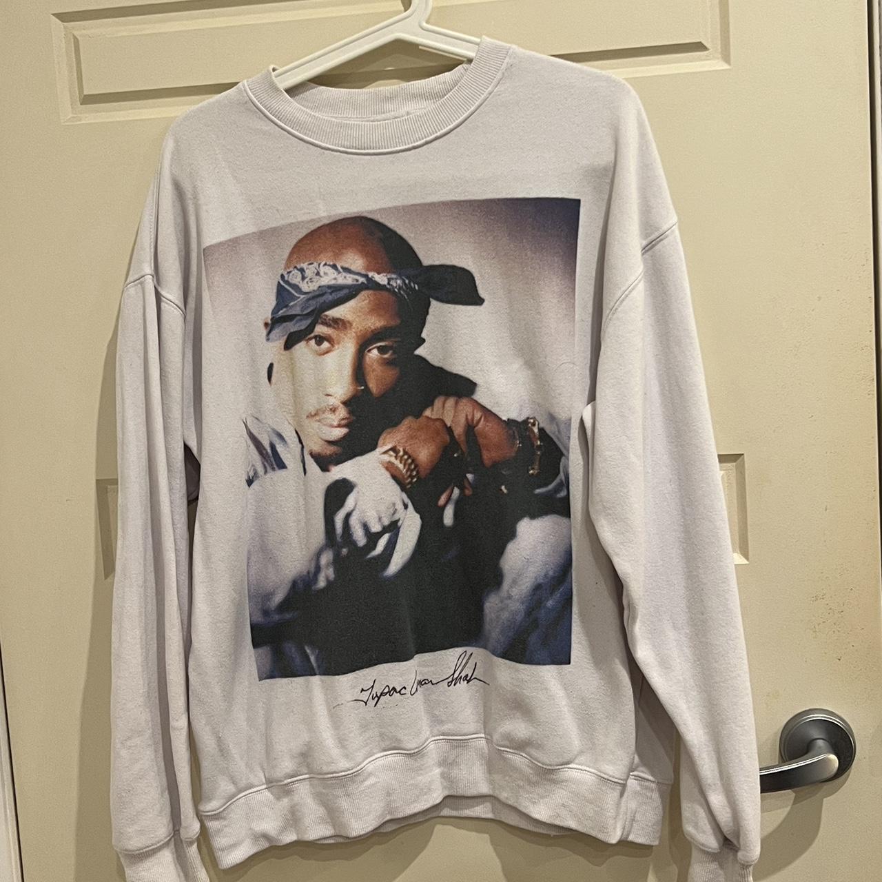 Tupac Jumper Small stains on the sleeves as I fell... - Depop