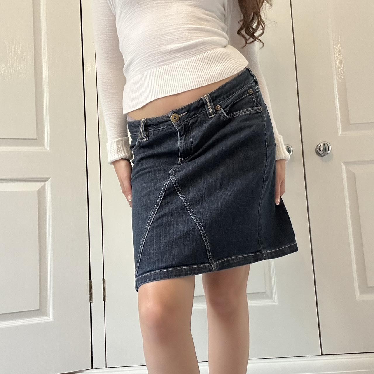 Y2k 00s 90s rocha john rocha dark denim midi skirt... - Depop