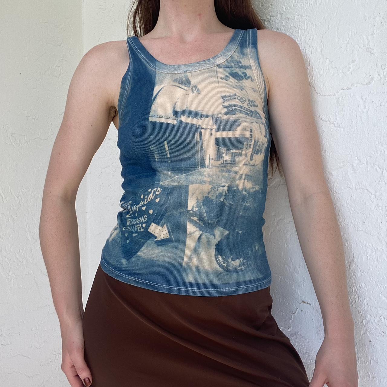 Reworked cyanotype tank top - cyanotype printed tank... - Depop