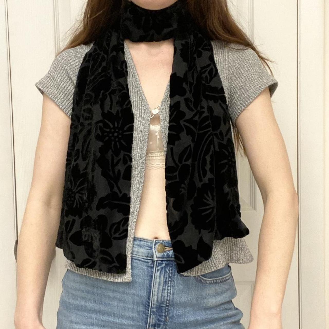 Vintage Y2K burnout velvet scarf - velvet scarf in a... - Depop