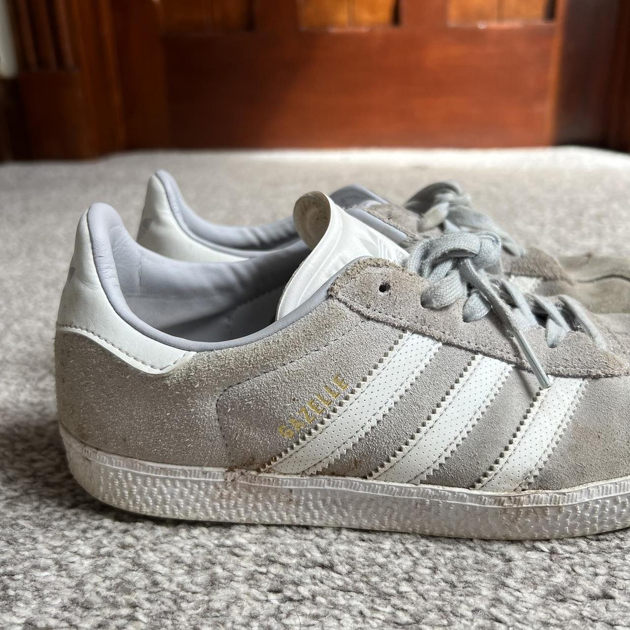 Grey & blue Adidas gazelles - Depop