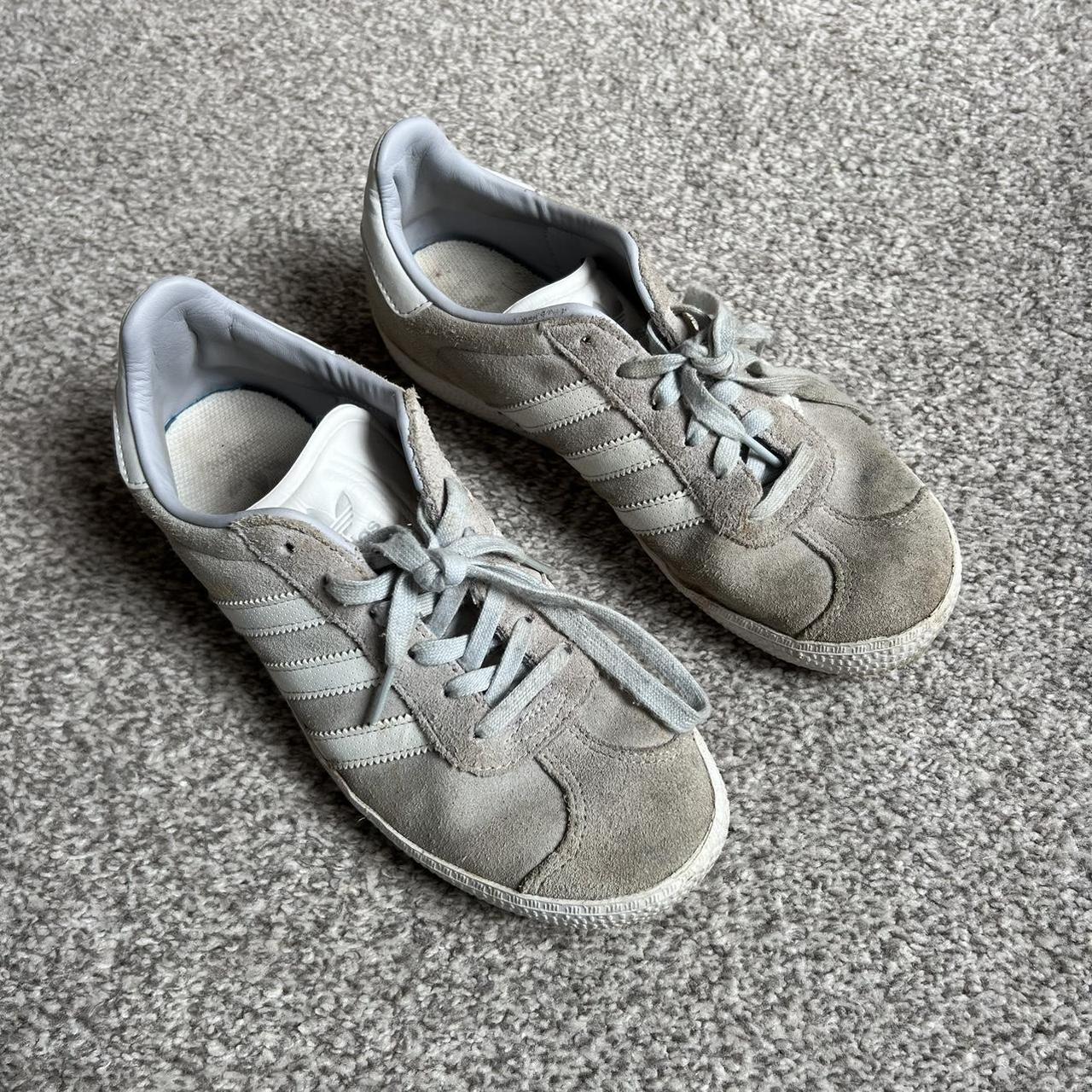 Grey & blue Adidas gazelles - Depop