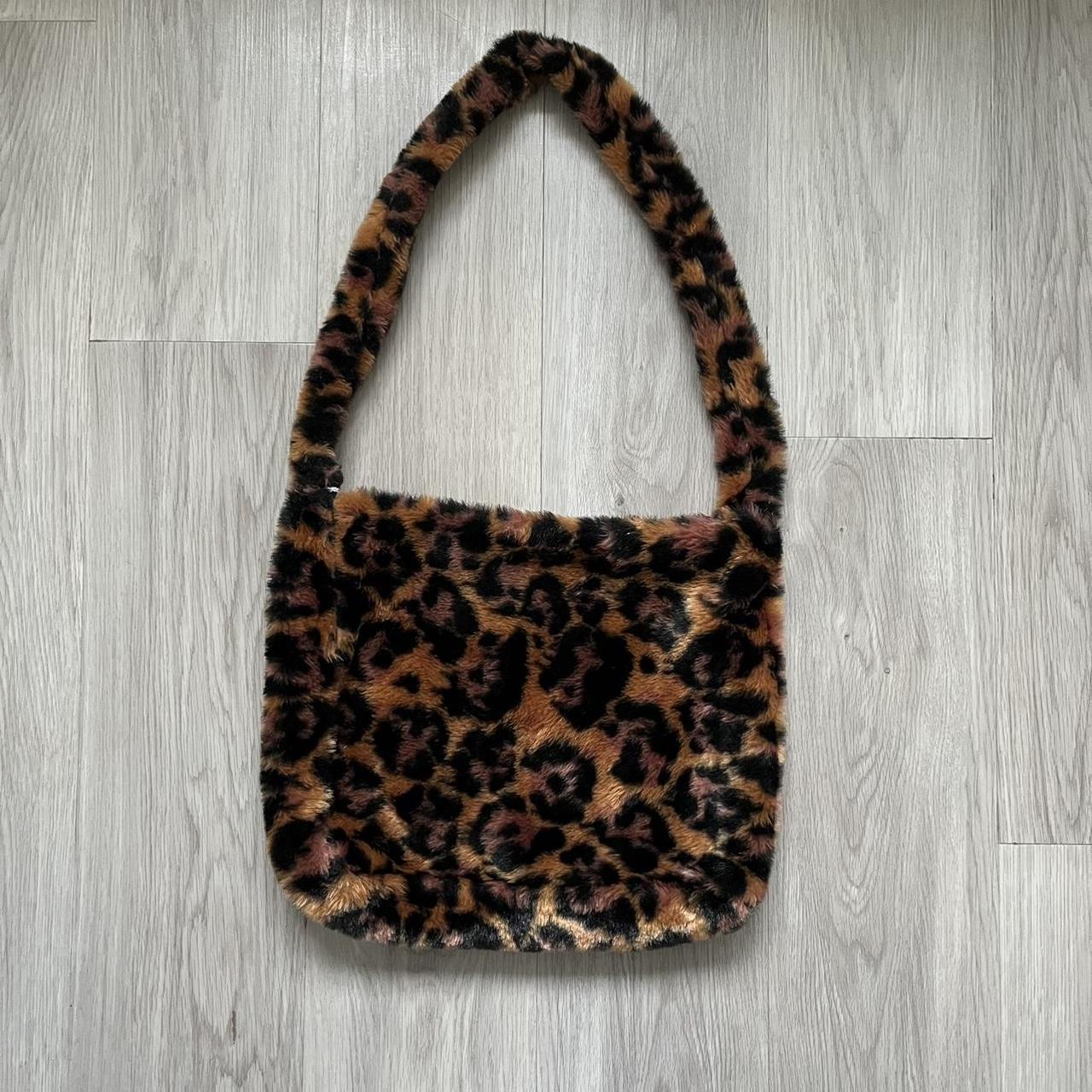 Handmade fluffy leopard print cross body bag with... - Depop