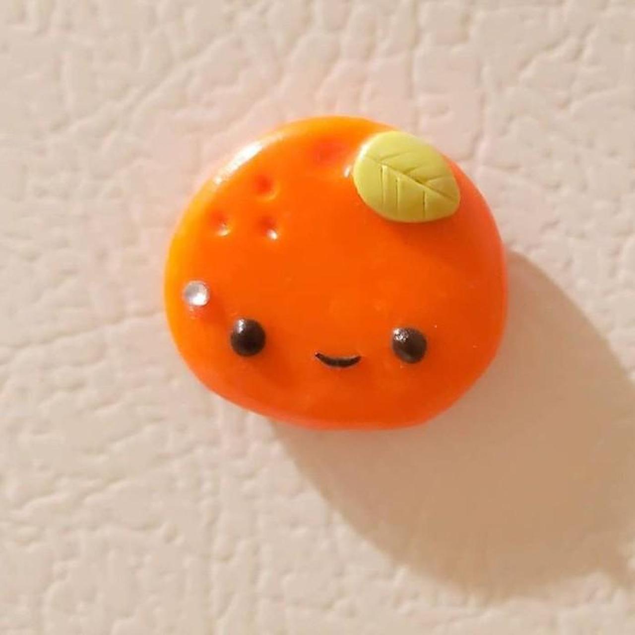 Kawaii orange magnet. Made out of polymer clay. - Depop