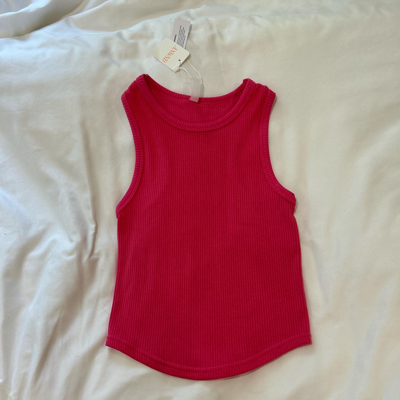 ribbed pink racer back tank top - anwnd brand - new... - Depop