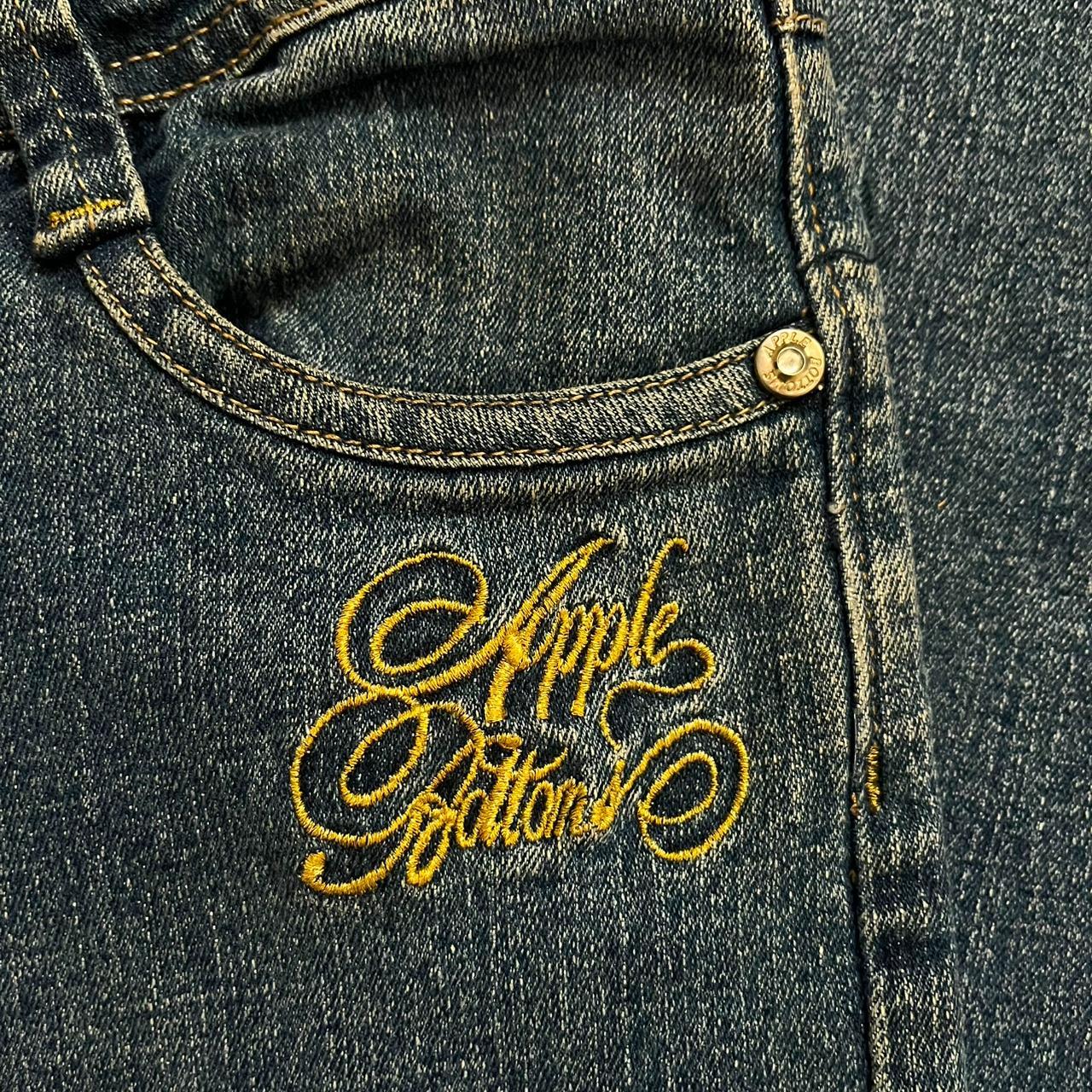 vintage y2k apple bottom pink and gold boot cut... | Depop