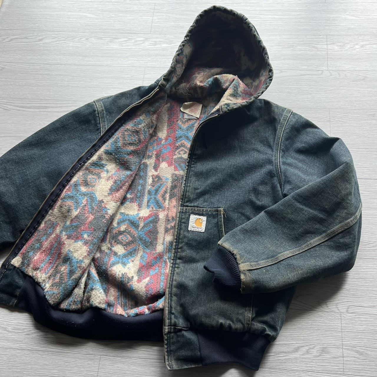 Vintage Carhartt Denim Aztec Jacket Size:... | Depop