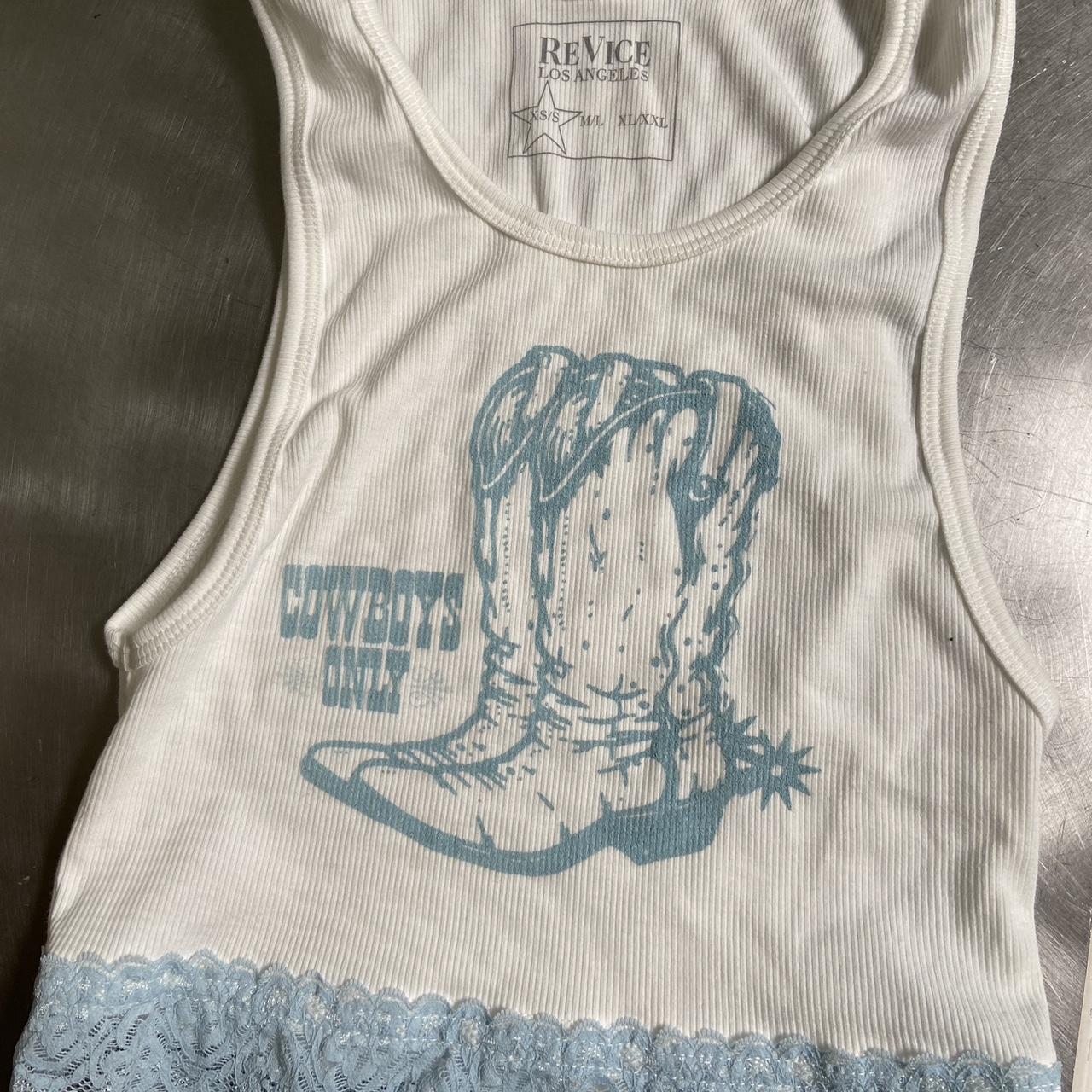 revice denim lacey top - Depop