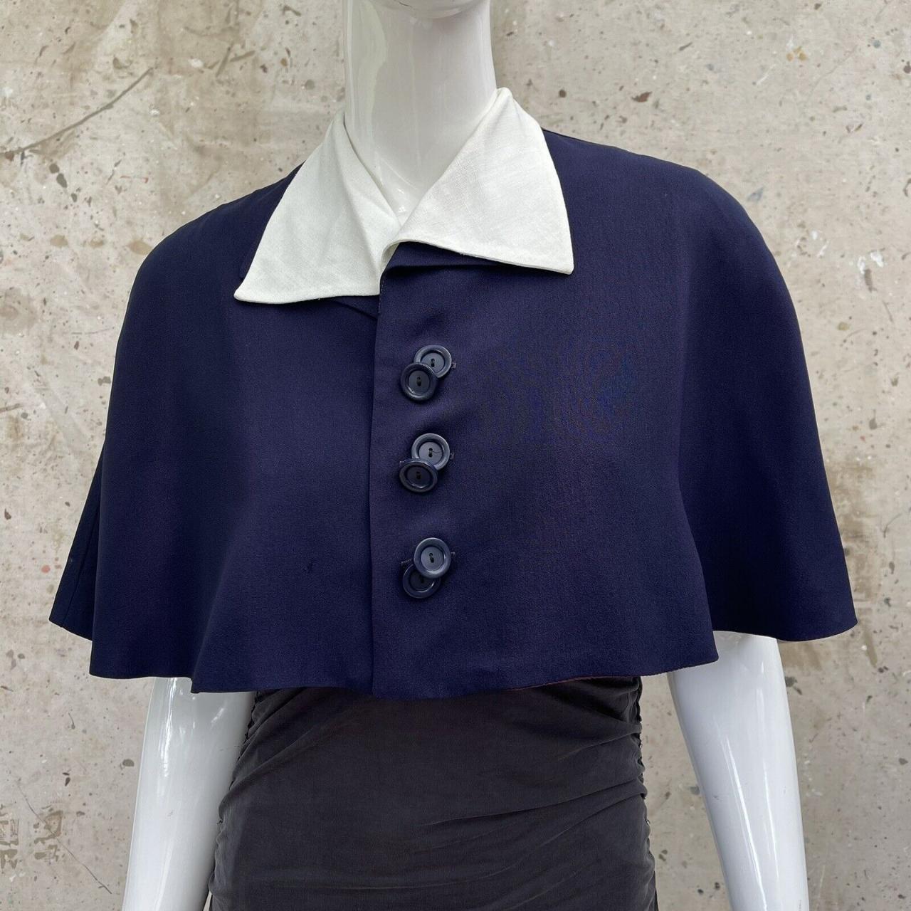 Vintage 1940’s Navy Blue Rayon Capelet With... - Depop