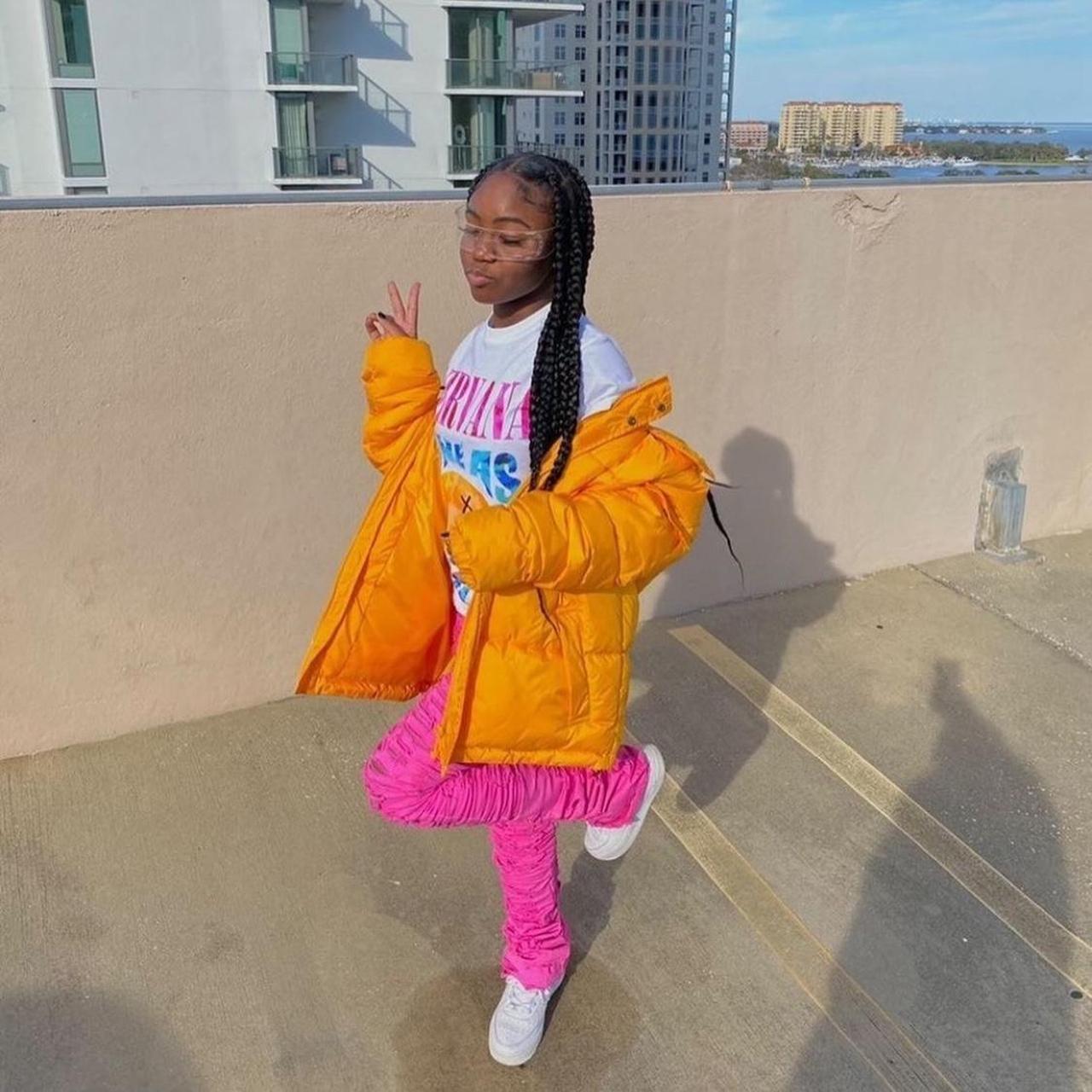 Pink stacked jeans - Depop