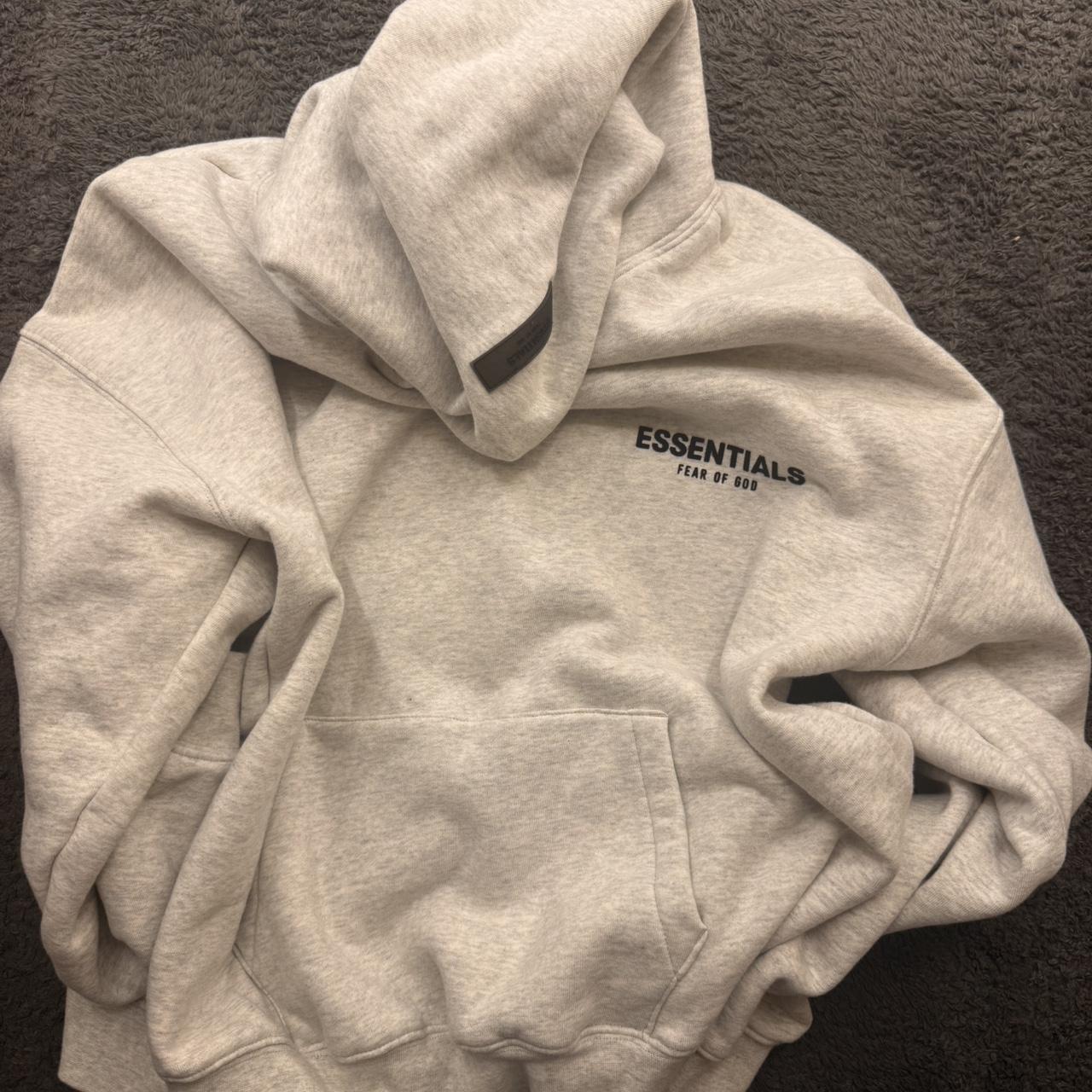 Essentials Fear of god light oat grey hoodie size... | Depop